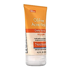 Neutrogena Oil-Free Acne Face Scrub, 2% Salicylic Acid Acne Treatment Medicine, Daily Face Wash to help Prevent Breakouts, Oil Free Exfoliating Facial Cleanser for Acne-Prone Skin, 4.2 fl. oz