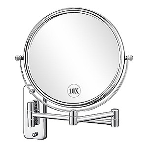 DECLUTTR 8 Inch Wall Mounted Magnifying Mirror with 10x Magnification, Double Sided Vanity Makeup Mirror for Bathroom, Chrome Finished