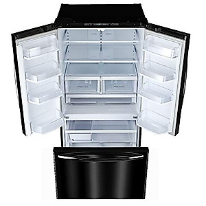 Winia WRFS26ABBD French Door Non-Dispenser Refrigerator, 26.1 Cu.Ft, Black