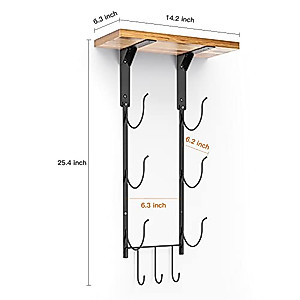 Towel Racks for Bathroom, Towel Holder for Bathroom Wall, Holder Storage with Wooden Shelf and 3 Hooks for Large Small Towels,Yoga Mat Foam Roller