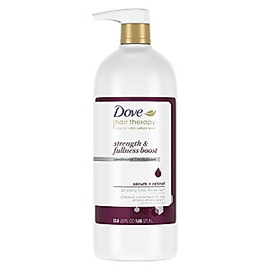 Dove Hair Therapy Conditioner Strength & Fullness Boost Strengthening Treatment for Thin, Fine Hair Sulfate Free Conditioner for 2X Visibly Fuller, Thicker Hair 33.8 oz