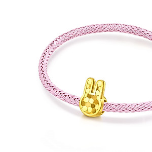 CHOW SANG SANG 999 24K Solid Gold Mini Charm Dazzling Rabbit Charm Blessing Bracelet for Women and Men 93652C