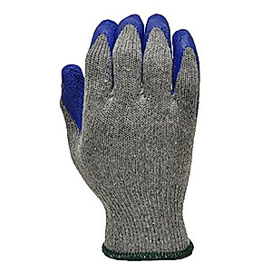 G & F 1511L-DZ Rubber Latex Coated Work Gloves for Construction, Blue, Crinkle Pattern, Men's Large (Sold by dozen, 12 Pairs)