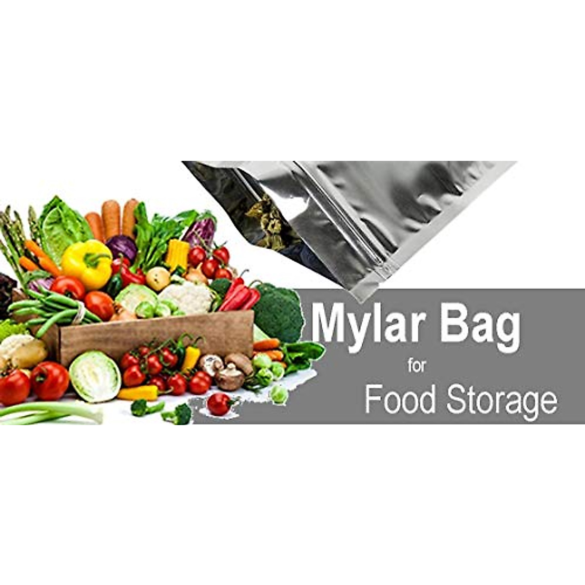 (50pcs) MRE (Meal,Ready-to-Eat) Stand-up Mylar Bag with Re-sealable zipper for Long Term Food Storage, 8.5”x8.5” / (Strong 7 mil/180 micron Thick)