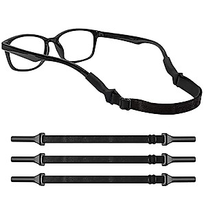 Festty Glasses Strap Sports, Sunglasses Strap for Kids Men Women, Adjustable Eyeglasses Strap Holder, Sports Eye Glasses Strap, Eyeglass Strap for Sports, Black/3PCS