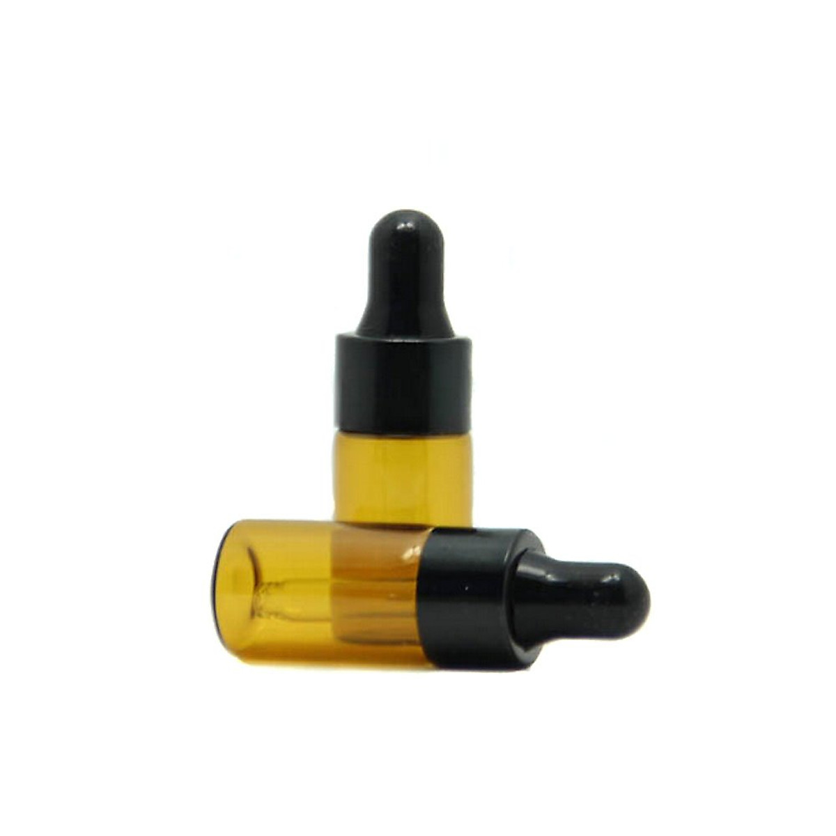 3ml 10pcs Amber Glass Essential Oil Bottles and Eyed Dropper Black Caps (3ml)