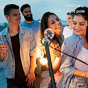 CHARON String Light Poles for Outdoor String Lights - 2 Pack 9 FT Pole & Bracket Kit for Deck or Patio Railing - Garden, Backyard, Patio Lighting Stand for Parties, Wedding