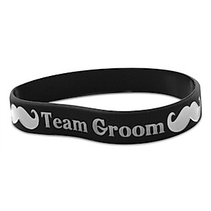 Novel Merk The Groom & Team Groom Wristbands Party Favors for Bachelor Party, Bridal Shower & Wedding Party Black & White (11 Pieces)
