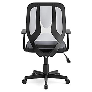 Signature Design by Ashley Beauenali Home Office Swivel Desk Chair, 25"W x 23"D x 40"H, Light Gray & Black