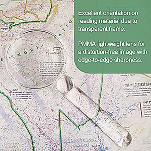 Staoptics 3 IN1 Magnifying Glass 3X 2X 10X Transparent Handheld Magnifier for Kids Seniors Reading Small Prints &Low Vision Macular Degeneration