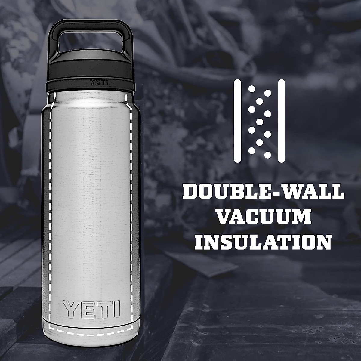 YETI Rambler 26 oz Bottle, Vacuum Insulated, Stainless Steel with Chug Cap, Stainless