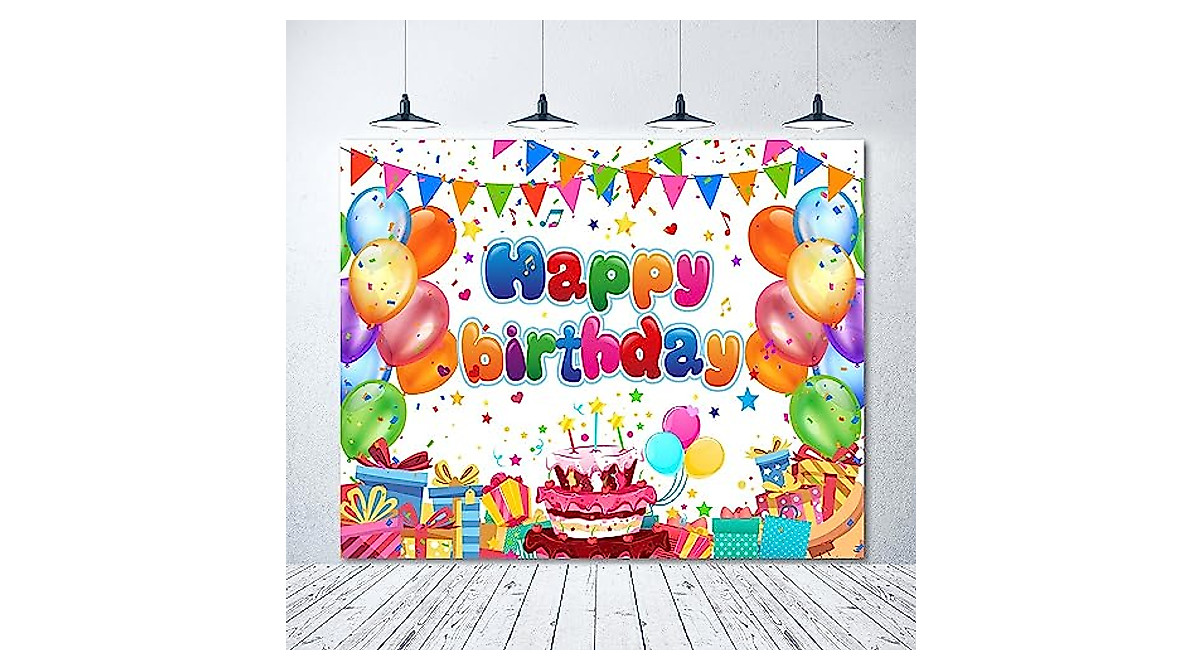 Vibrant Birthday Backdrop for Kids - 10x8ft Balloon Decor