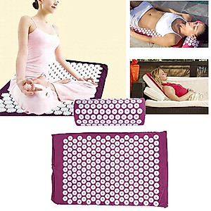 GLOGLOW Gymnasium Exercise Mats, Acupressure Mat Pillow Set Massage Yoga Pad Mat with Carry Bag()