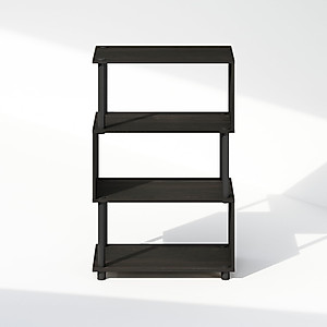 Furinno Reed 4-Tier S-Shaped Bookcase, Bookshelf, Espresso
