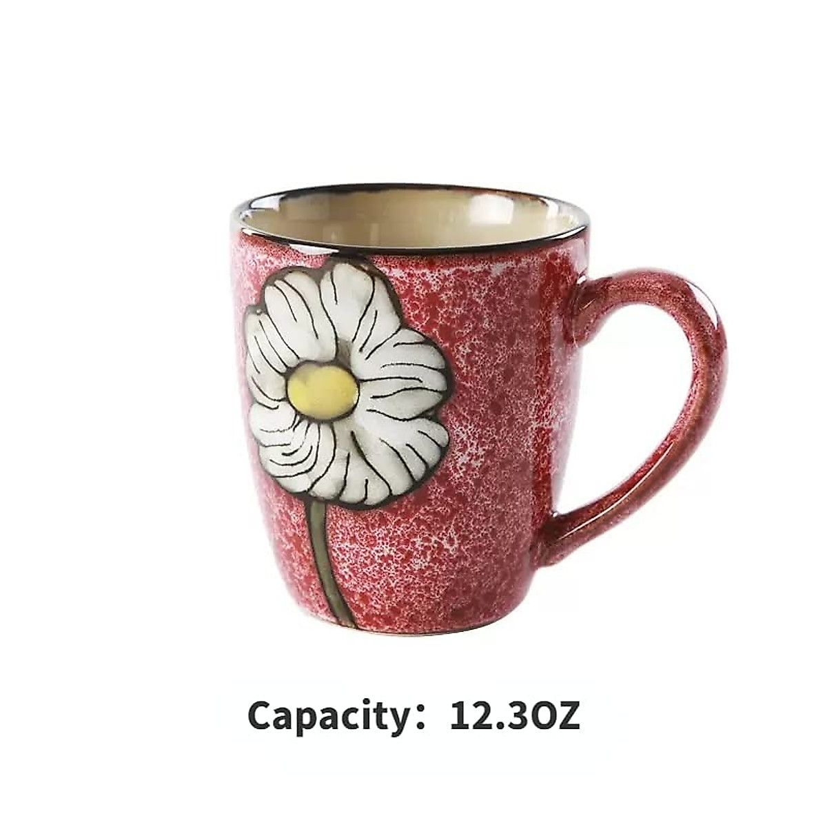 Ceramics 12oz Cappuccino Mug,Coffee mugs,Tea mugs,Kiln Glazing Process,Microwave and Dishwasher Safe, Perfect For Tea, Espresso, Latte - Porcelain Mugs for Kitchen or Cafe (Red+Blue+Green+Pink)