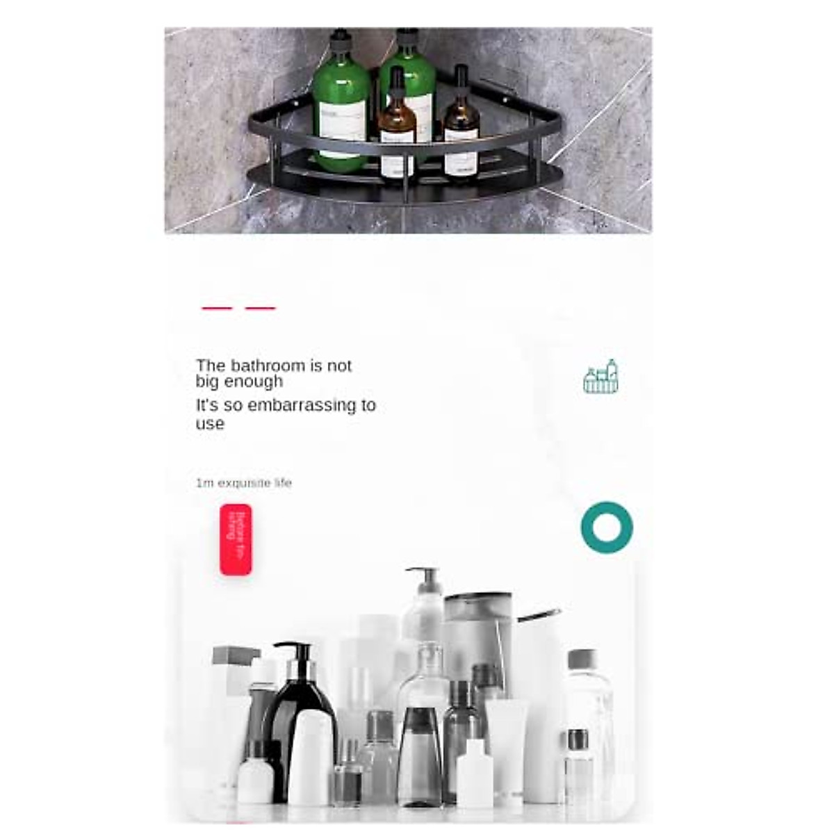 Fuyuxinmaichang 3-Tier Corner Shower Caddy,Bathroom Corner Shelves,Shower Shampoo Organizer Storage Rack Holder for Toilet Accesso (Black)