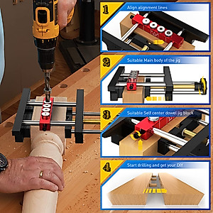 XDOVET 2 In 1 Mortise Tenon Jig Pocket Hole Jig Woodworking Self Center Dowel Jig Hole Locator For Loose Tenon Woodworking DIY Tools