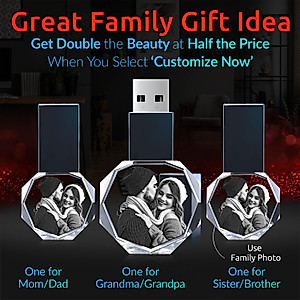 ArtPix 3D Crystal Photo 16GB USB Flash Drive, Custom Valentine's Day Gifts, Octagon