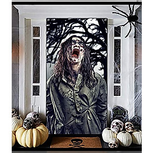 Scary Halloween Party Decoration Supplies Halloween Window Door Banner Decoration Halloween Decoration for Front Door Wall Window Halloween Scary Bloody Backdrop Decoration