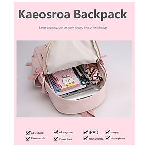 Kaeosroa Kawaii Backpack for Women Cute Aesthetic Durable Laptop Backpacks School Bag Bookbag Outdoor Sport Travel Bag Girls (light green)