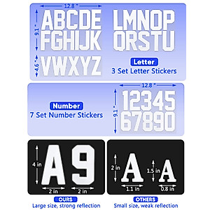 Seloom 148 PCS Reflective Mailbox Numbers and Letters Stickers Decals,4" X 7 Set Number 0-9 and 4" X 3 Set Alphabet Letter for Outside Indoor,Vinyl Self-Adhesive Waterproof Door House Address Stickers