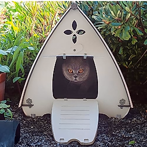 Palram Pets Daisy Outdoor Cat House for Winter, Shelter for Feral Cats, Great for Cats and Rabbits and Small Animals, Raised Floor, Weatherproof