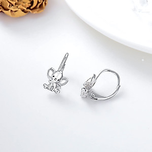 Sterling Silver Elephant Hoop Earrings Elephant Gifts Elephant Jewelry for Women Hypoallergenic Earrings