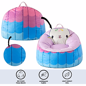 Idea Nuova Gabbys Dollhouse Hillside by pod Plush Kids Bean Bag Chair, 24"x24"x25", Ages 3+