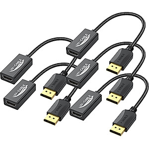 DisplayPort to HDMI Adapter 4K, 5-Pack, Display Port DP to HDMI Adapter Cable Male to Female Compatible with Computer, Monitor, TV, Projector (5, Black)