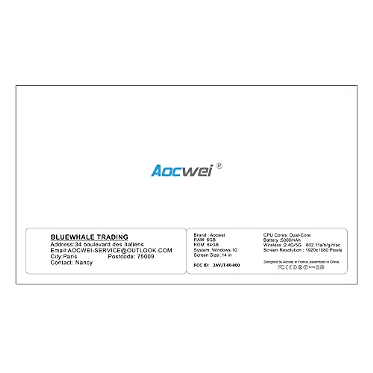 Ruzava/Aocwei Laptop Windows 10 14" 6GB DDR4 64GB Storage Intel N4020 (Up to 2.8Ghz)2-Core 1920x1080 FHD Dual WIFI BT 4.2 Mini HDMI Support 512GB TF 1TB SSD Expand for Work Study Entertainment-Silver