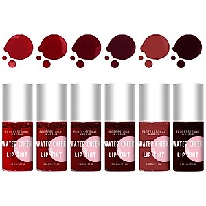 6 Pcs Lip Stain Set, Vivid Water Lip Tint Lip Gloss, Plump Velvet Lip Tint Stain, Natural Matte Liquid Lipstick for Lips Cheek Eye, Non-Stick Cup Mini Tinted Lip Long lasting Waterproof (6 Colors)