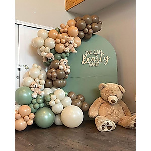 Vivane Retro Avocado Green Ivory White Cocoa Balloon Garland Arch Kit 116pcs Latex Balloons for Safari Jungle Party Balloon Woodland Birthday Party Bridal Shower Decor