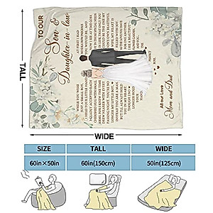 to My Son and Daughter in Law Gifts Ideas on Wedding Day from Mom Dad - Wedding Engagement Birthday Gifts for Son and Daughter in Law Throw Blanket Flannel Fleece Soft Warm for Bed Sofa 60”x50”