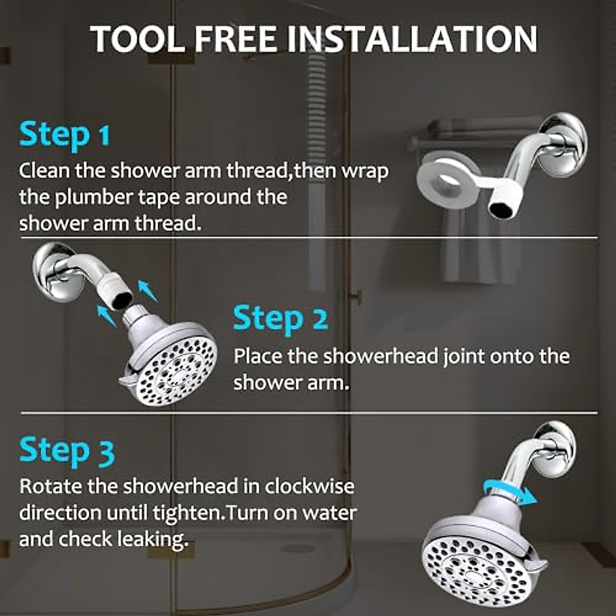 High Presssure Shower head, Premium Chrome Bathroom Fixed Showerhead, 5 Spray Settings Showerheads for Low Water Flow- Excellent Shower Head Replacement for Luxury Shower Experience
