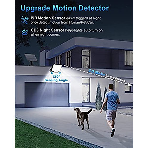 Solar Outdoor Lights Motion Sensor [3 Modes/228LED] Solar Flood Lights Dusk to Dawn, IP65 Waterproof Led Solar Security Lights with Remote for Garage, Patio, Outside, Yard, Garden (5M Cable, 2Pack)