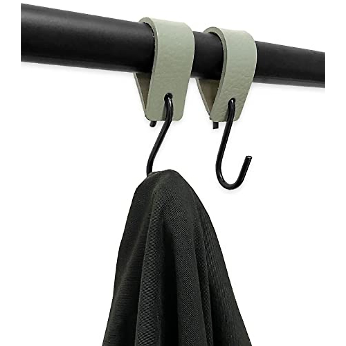 Brute Strength - Multifunctional Leather S-Hooks - Pale Green - 4 Pieces - S Shaped Hooks - Coat Hook - Leather Hooks - Leather s Hooks - Black s Hooks - Kitchen Hooks