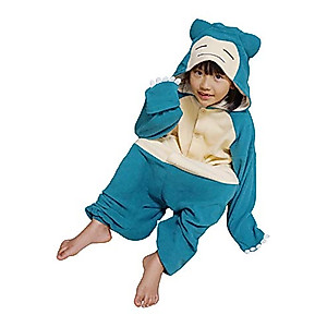 SAZAC Kigurumi - Pokemon - Snorlax - Onesie Jumpsuit Halloween Costume - Kids Size (5-9 Year Old) Blue