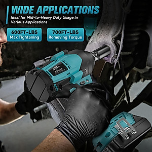 Cerycose Cordless Impact Wrench 1/2 inch for Makita Battery, 600FT-LBS (810N.m) Brushless Electric Impact Gun Includes LED Work Light, 2100RPM High Torque Impact Driver Wrench, Bare Tool Only