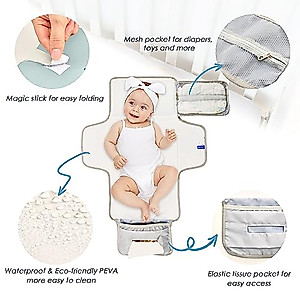 Blue Sheep Portable Baby Changing Pad Diaper Changing Table Pad Foldable Travel Changing Station with Built-in Pillow for Unisex Baby Gifts Newborn