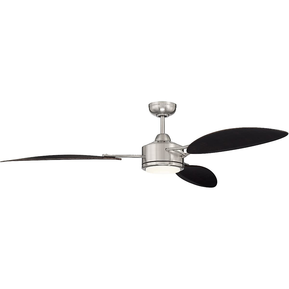 Craftmade JOU64BNK3 Journey Modern 64" Indoor/Outdoor Damp Location Large Ceiling Fan with LED Lights & Remote/WiFi, 3 Black Walnut ABS Blades, DC Motor, Brushed Polished Nickel
