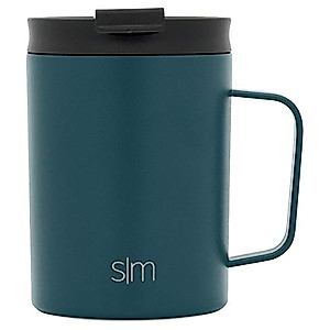 Simple Modern Travel Coffee Cup with Lid and Handle | Reusable Insulated Stainless Steel Iced Coffee Mug Cold Brew Tumbler and Tea Cup | Scout Collection | 12oz | Riptide