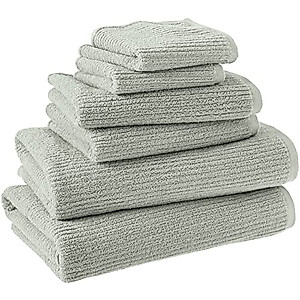 Amazon Aware 100% Organic Cotton Ribbed Bath Towels - 6-Piece Set, Sage Green