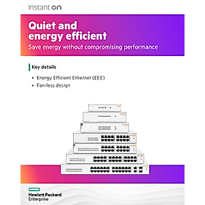 HPE Networking Instant On Switch Series 1430 5-Port Gb Unmanaged Layer 2 Ethernet Switch | 5X 1G | Fan-Less | US Cord (R8R44A#ABA)
