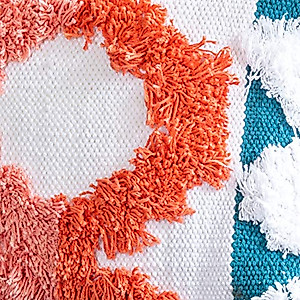 Refinery29 | Teagan Collection | 100% Cotton Luxury Decorative Textured Throw Pillows, Ultra Soft with Stylish Modern Woven Tufted Design for Home Décor, 18 x 18, Coral