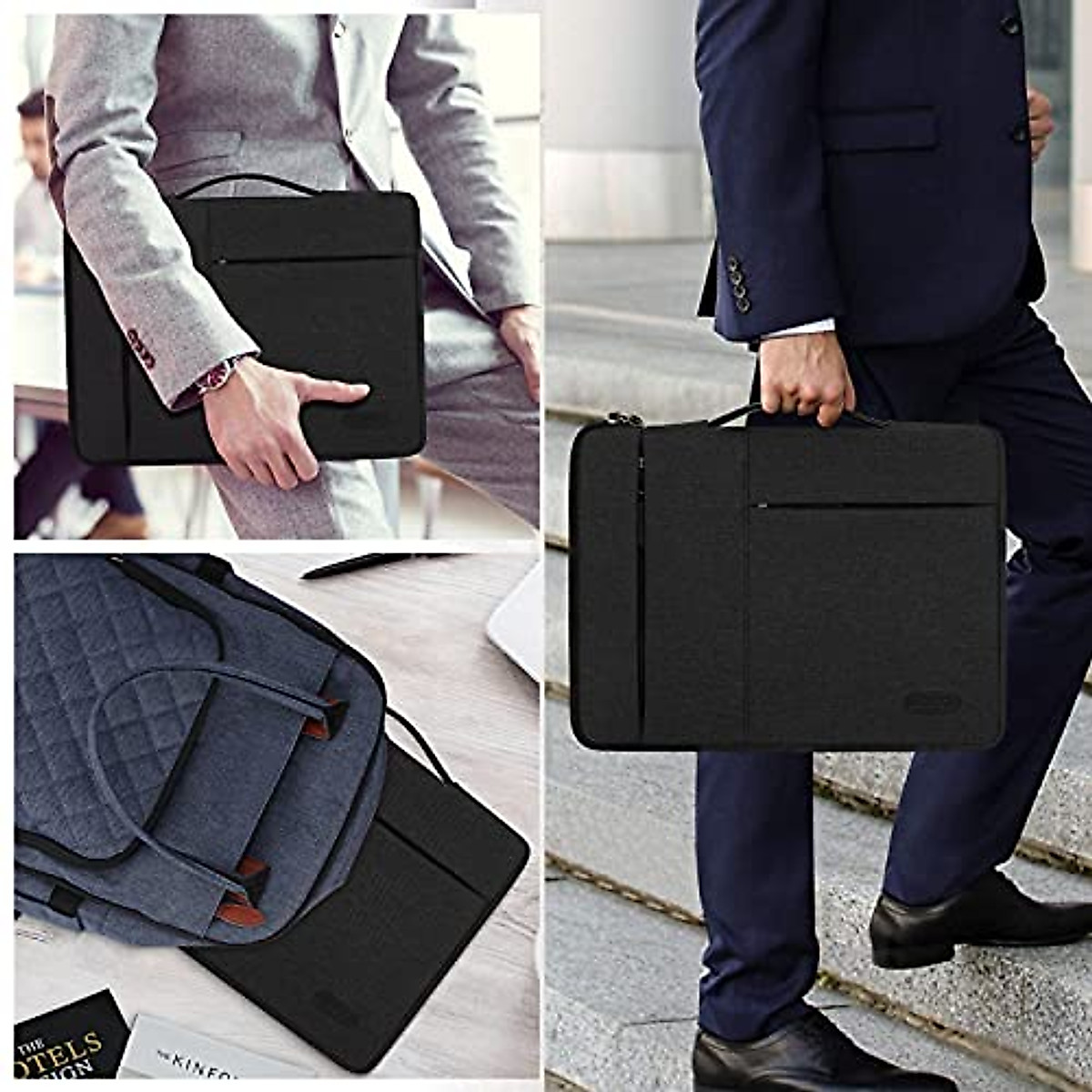 Laptop Sleeve Case 15-15.6 Inch Waterproof Business Computer Carrying Case Portable Handle Briefcase Bag Compatible with 15.6 Inch MacBook Air/Pro 15-15.6 Inch HP ASUS Samsung Notebook Black