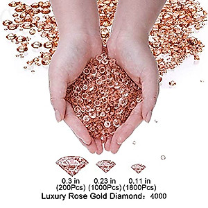 FECEDY 4000PCS Luxury Shiny Rose Gold Crystal Diamond for Wedding Bride Show Birthday Bachelorette Party Table Decorations, 4000 Piece Assortment