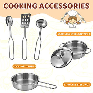 Clevich Play Kitchen, Wooden Kids Kitchen Playset, Pretend Chef Cooking Toy Set w/Realistic Lights & Sounds, Ice Maker, Telephone, Kitchen Accessories, Height Adjustable for Boys Girls Age 3+