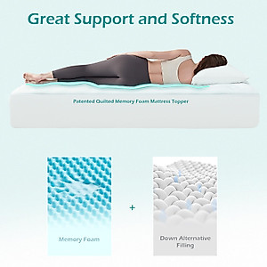 Hansleep Memory Foam RV Mattress Pad Short Queen, Pillow Top Mattress Topper Short Queen for Back Pain Relief with Egg Crate Gel Foam, Camping Mattresses Cover, 60" x 80", White