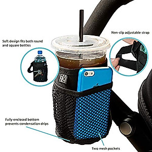 J.L. Childress Cup 'N Stuff, Universal Fit Insulated Stroller Cup Holder, Non-Slip and Adjustable, Water Resistant and Drip Free, Use on Strollers, Bikes, and Shopping Carts, Black