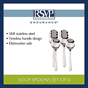 RSVP Monty's Stainless Steel Soup Spoons - Set of 8